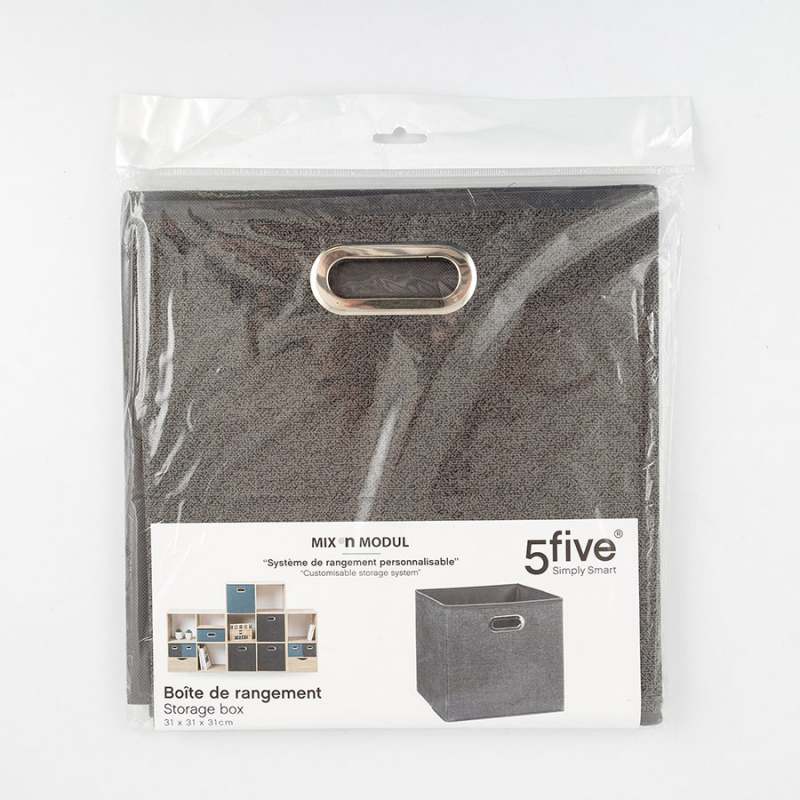 Caja Plegable 5Five 32X2X31Cm Gris Tela 138885D - Home Sentry