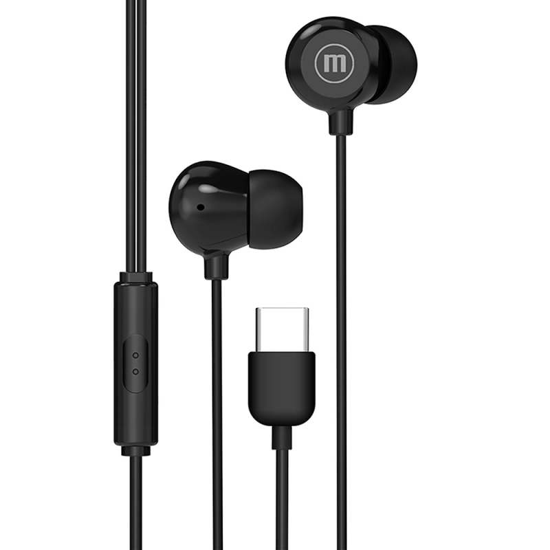 Audifonos Maxell Tipo C Alambricos Negro 348594 - Home Sentry