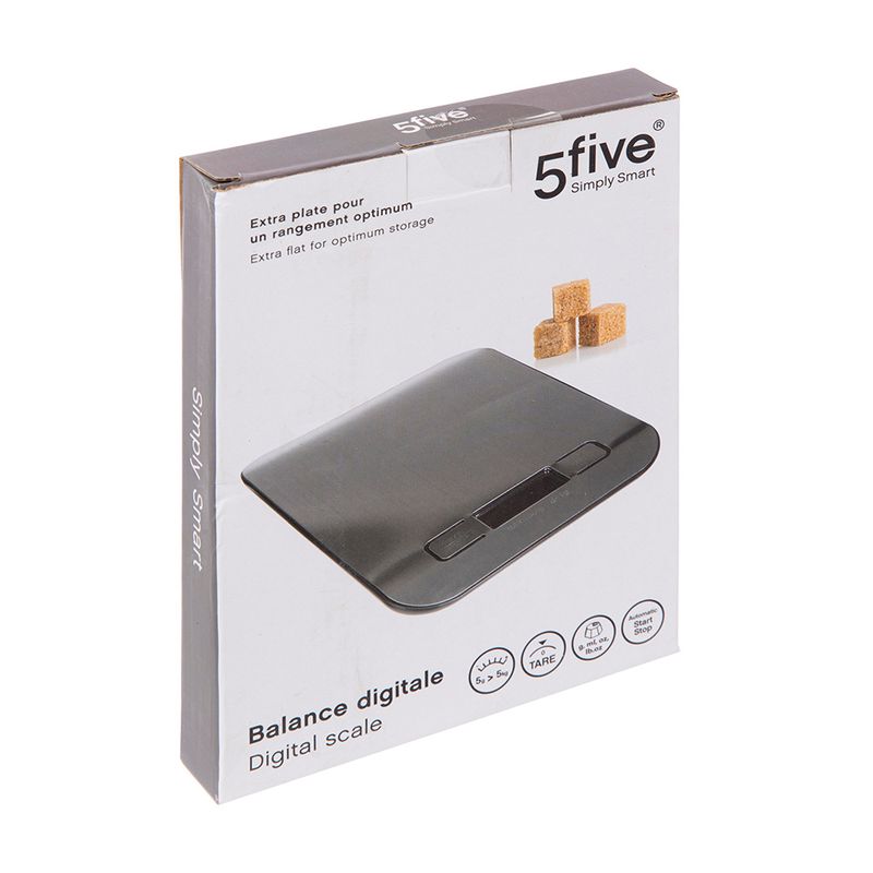 Gramera Digital 5 Five Simply Smart Negro 5 Kg Abs 128651 - Home Sentry